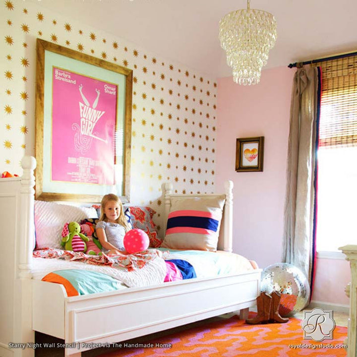 Modern Wall Stencil | Starry Night Polka Stars – Royal Design Studio ...